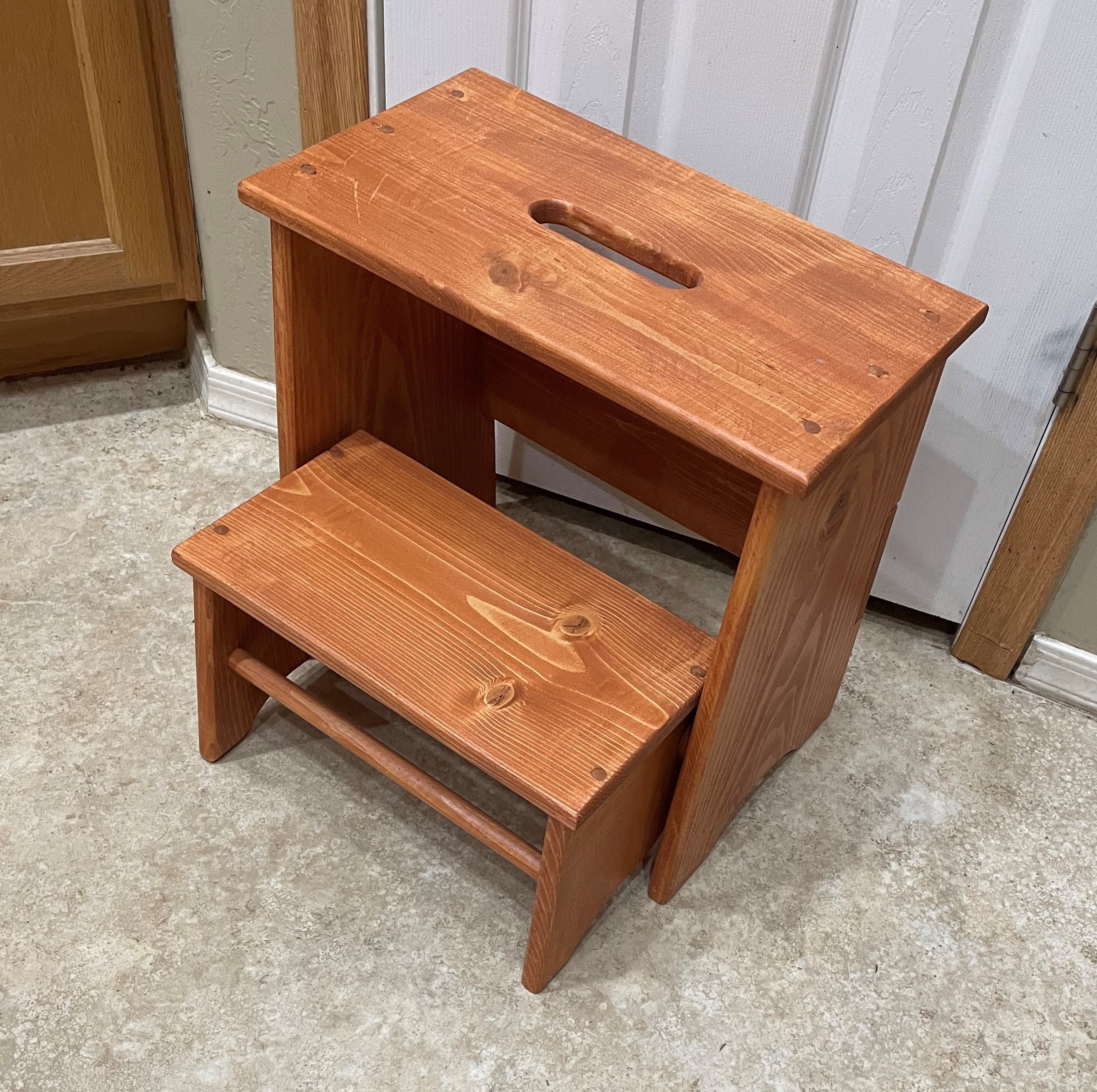 Bathroom Step Stool Two Step-step Stool Wood Step Stool - Etsy