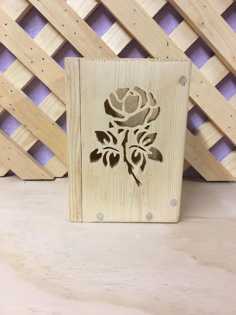 Rose Lightbox, Luminary, Rose Light Box, Wood, Rose, Home Decor, Night ...