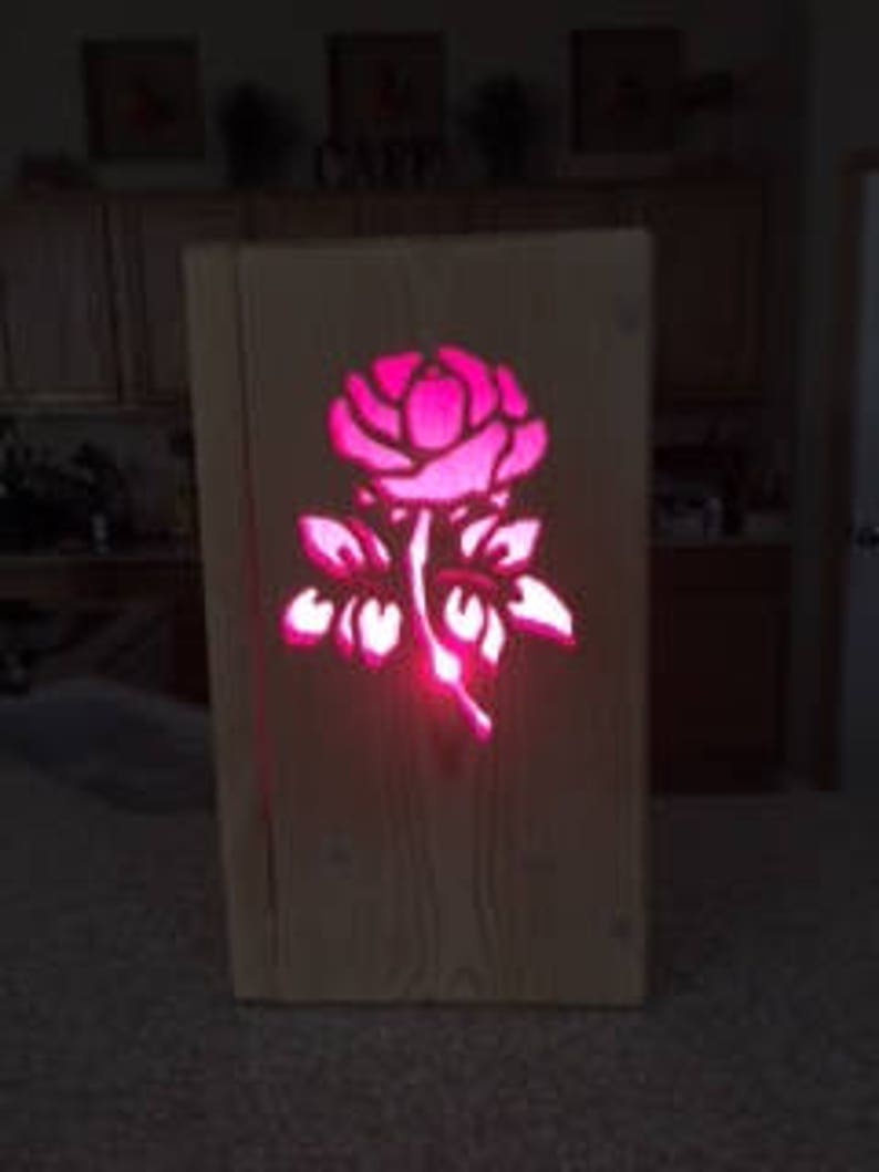 Rose Lightbox, Luminary, Rose Light Box, Wood, Rose, Home Decor, Night ...
