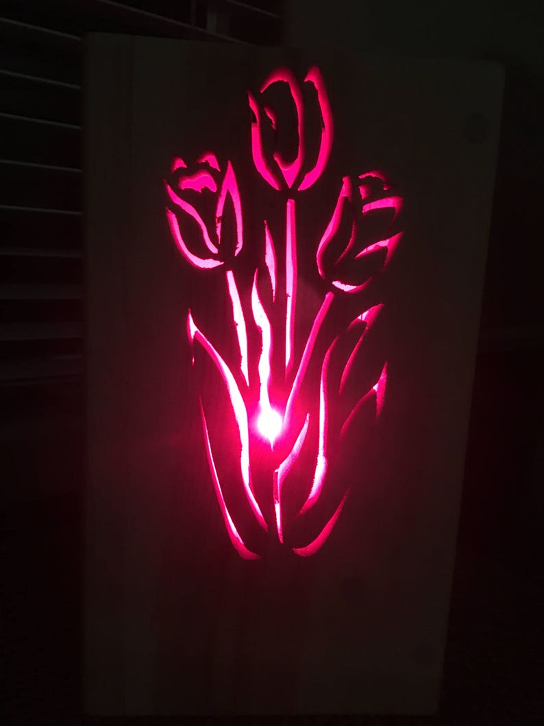 Tulips Luminary Tulip Light Box Wood Tulip Lightbox Home - Etsy