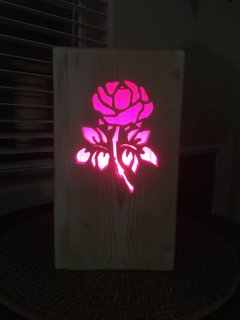 Rose Lightbox, Luminary, Rose Light Box, Wood, Rose, Home Decor, Night ...