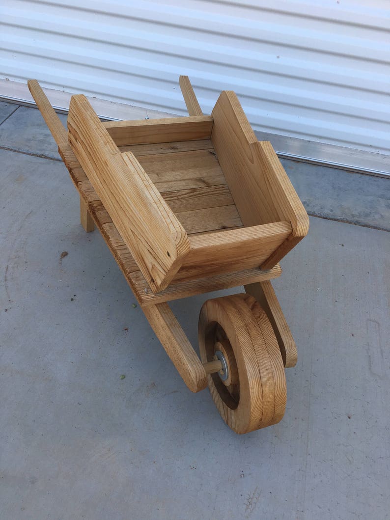 Wheelbarrow Planter, Wood, Hand-crafted, Wheel Barrow Planter, Rough ...