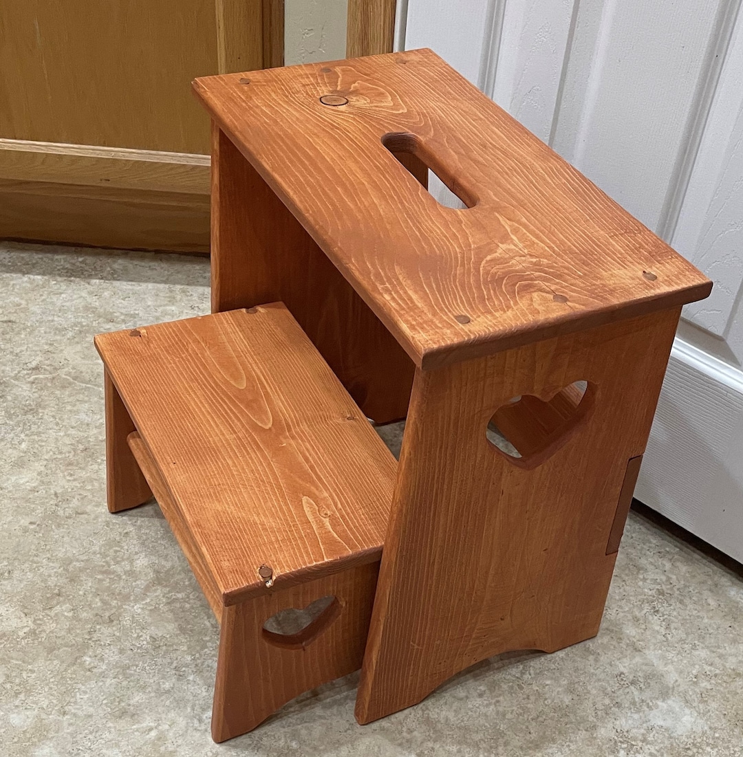 Bathroom Step Stool, Two Step-step Stool, Wood Step Stool, Step Stool ...