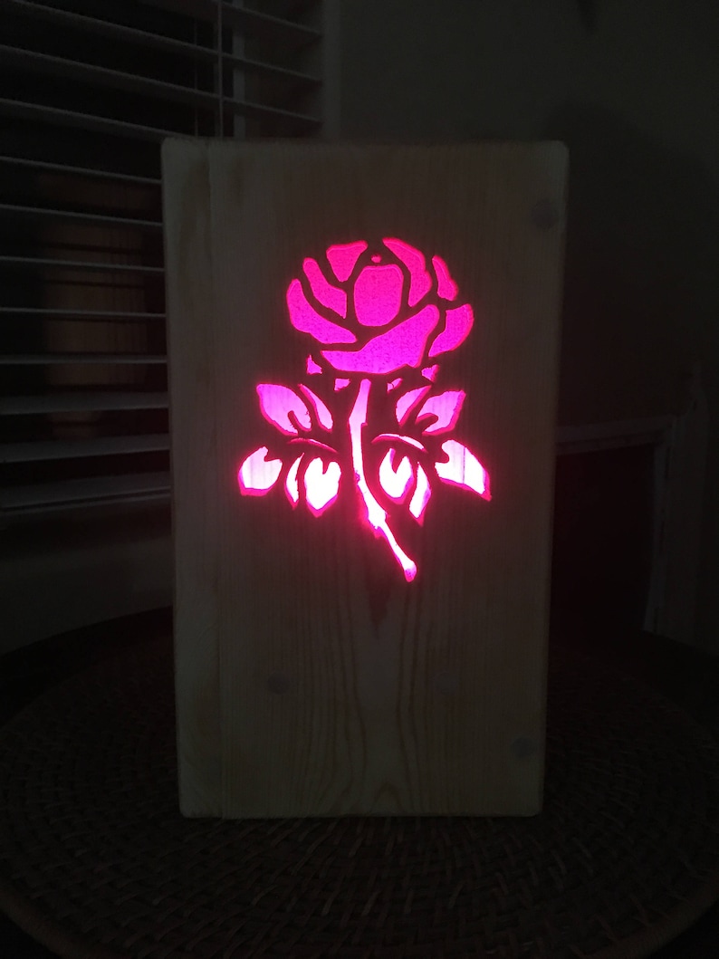 Rose Lightbox, Luminary, Rose Light Box, Wood, Rose, Home Decor, Night ...