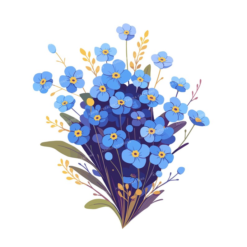 5 Forget Me Not Clipart Transparent PNG Floral Journal Decoration ...