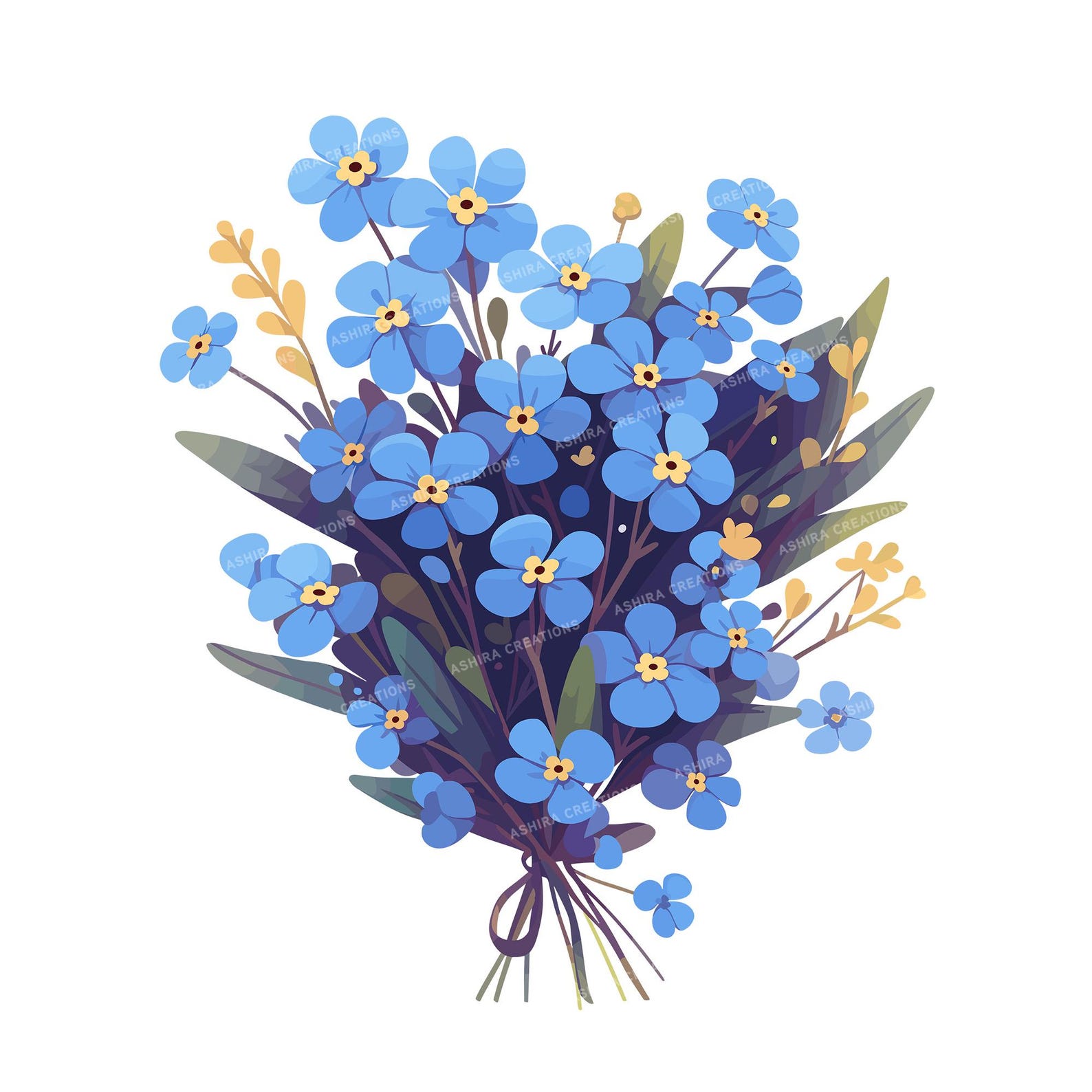 5 Forget Me Not Clipart Transparent PNG Floral Journal Decoration ...