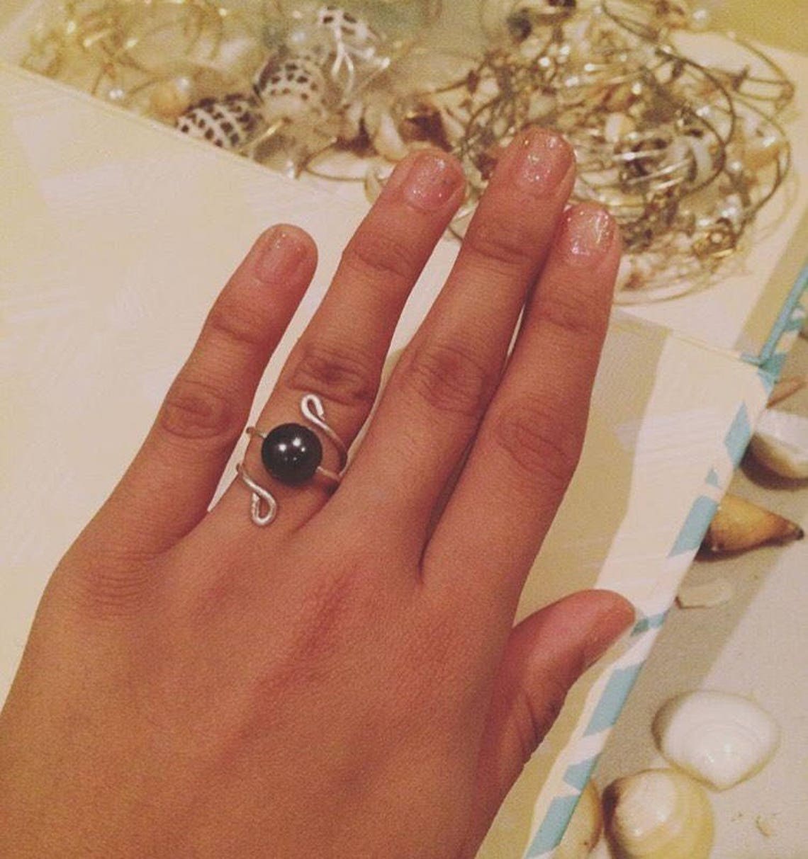 Tahitian Pearl Ring - Etsy
