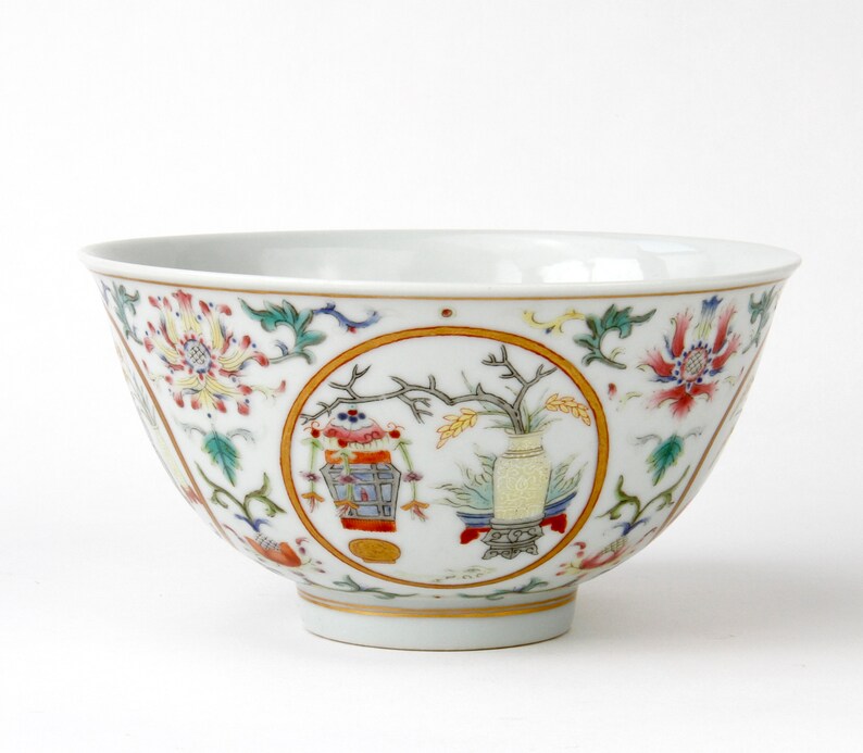 Antique Chinese Famille Rose Bowl Jiaqing Mark - Etsy