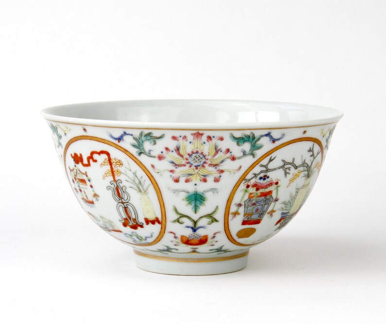 Antique Chinese Famille Rose Bowl Jiaqing Mark - Etsy