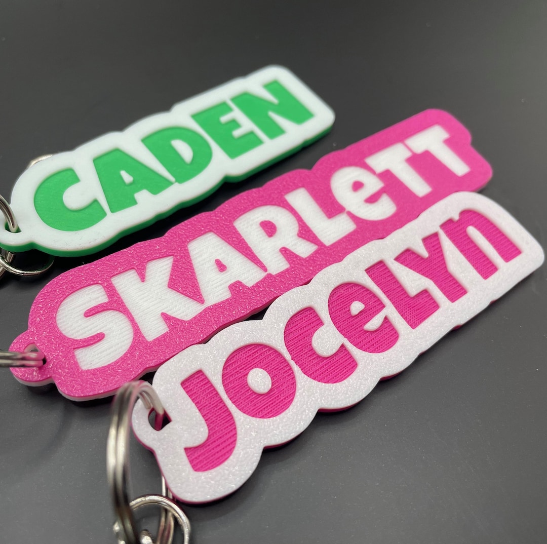 Custom 3D Printed Key Rings, Keychain, 3D Printed Name, Birthday Gift ...