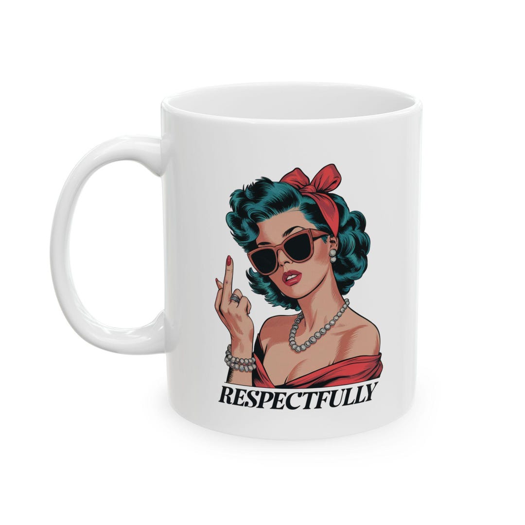 Retro Pinup Middle Finger Mug, Sassy Attitude - Etsy
