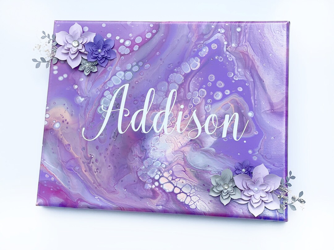 Customized Baby Name Sign, Baby Shower, Canvas Painting, Personalized ...