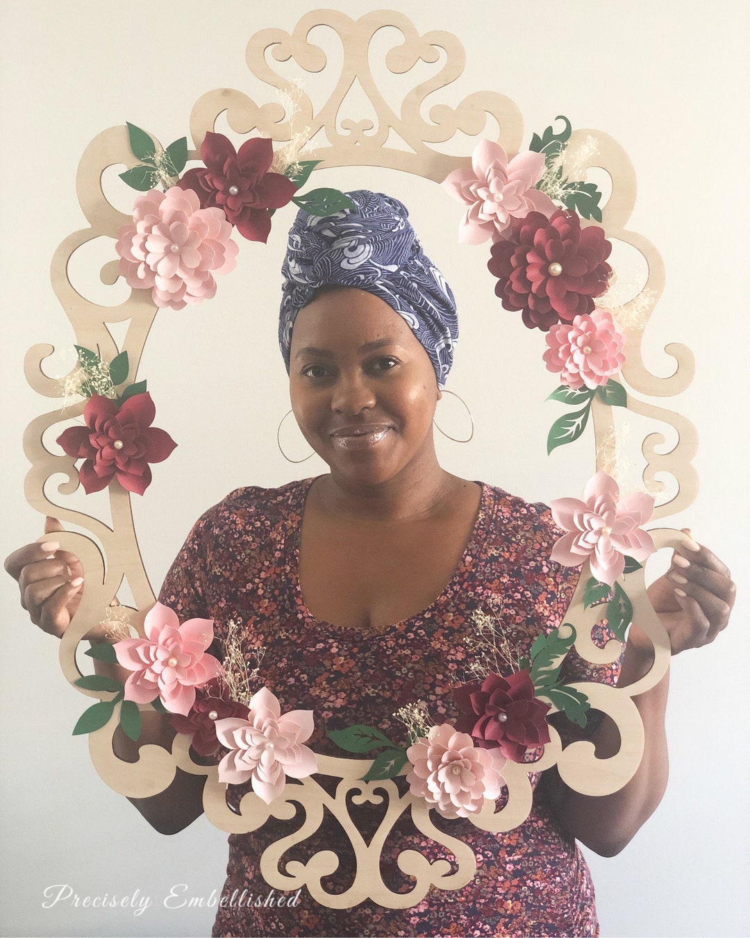 Selfie Frame, Wooden Frame, Photo Booth Frame, Floral Photo Frame ...