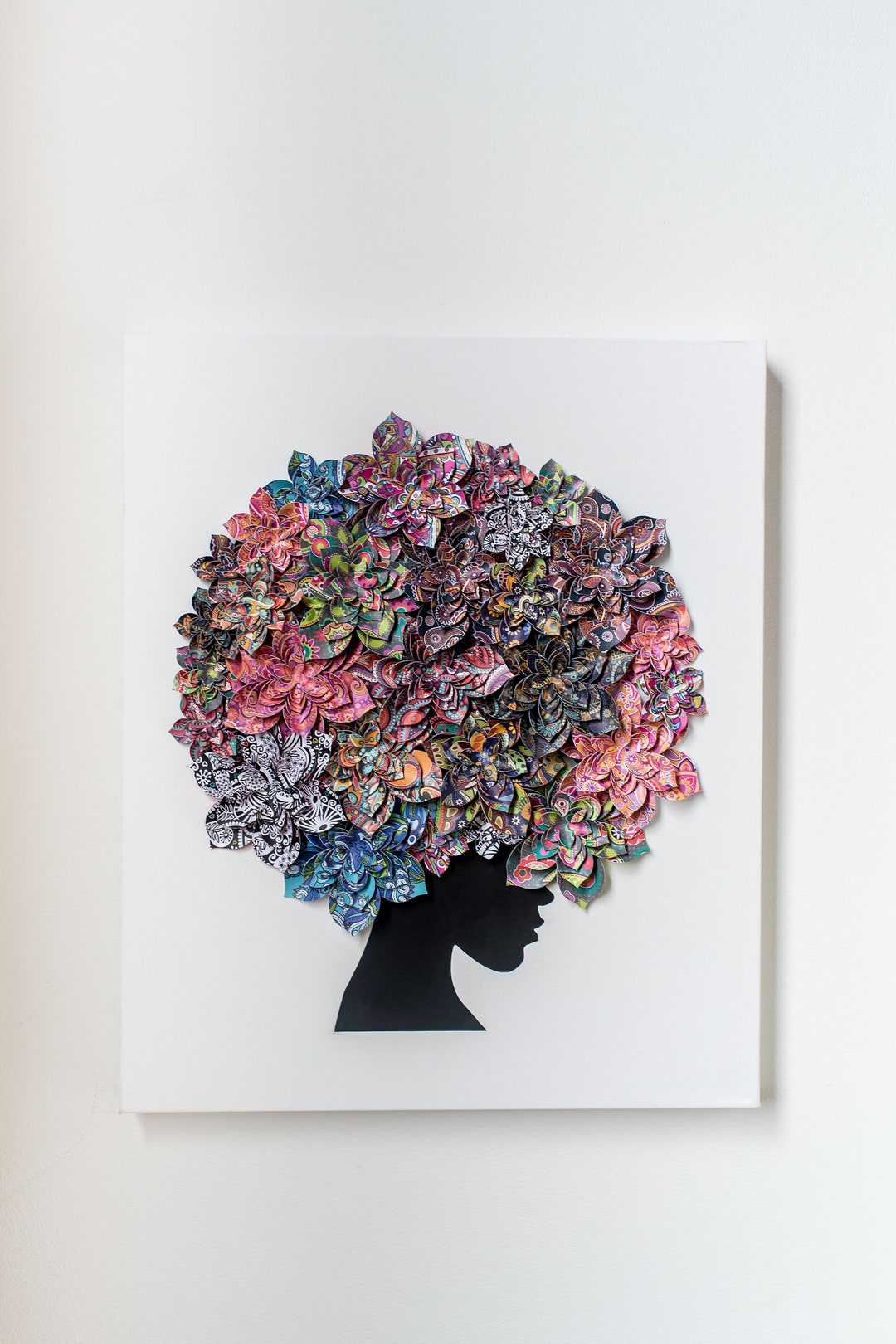 Art Afro, Art Afro Canvas, Afro Paper Flower Artwork, Afro Flower Hair ...