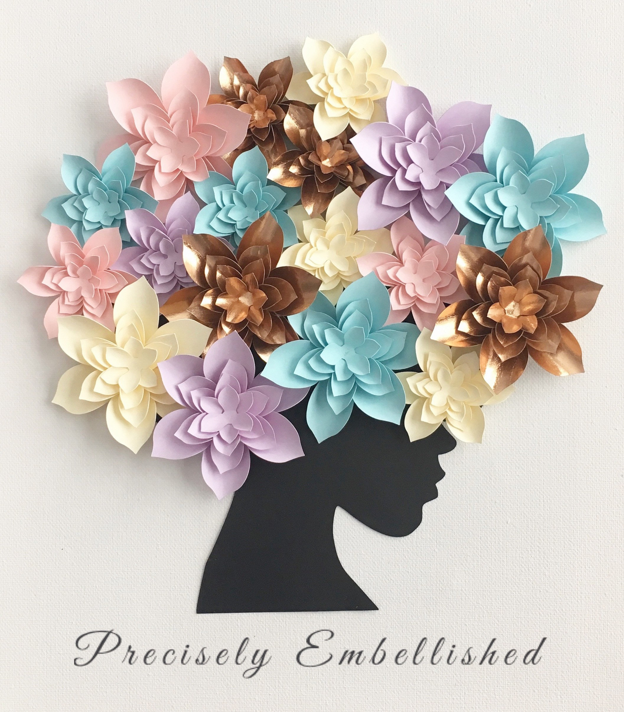 Afro Floral Art, African American Art, Paper Flower Afro, Wall Art ...