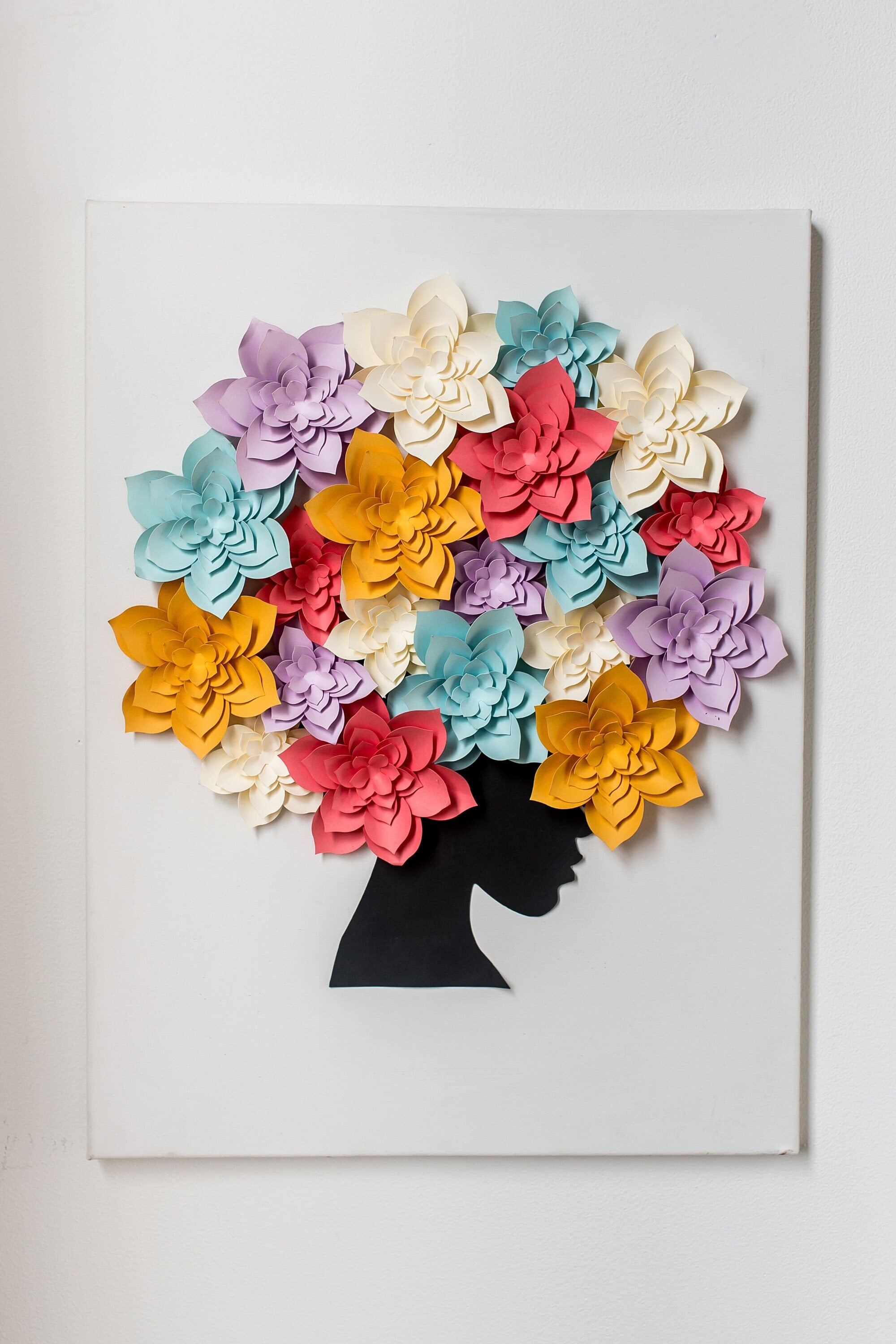 Afro Girl, Floral Afro, Paper Flower Afro, Afro Design, Canvas Art ...