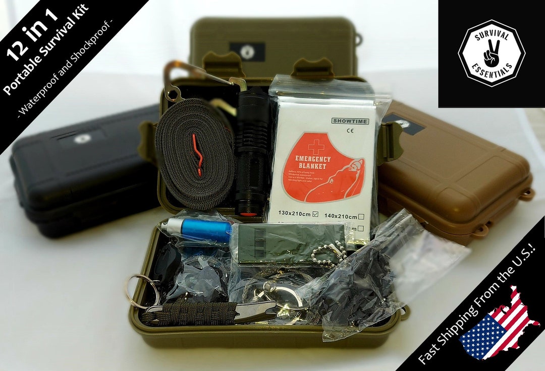 Survival Essentials 12 in 1 Portable Survival Kit Gear Tactical ...