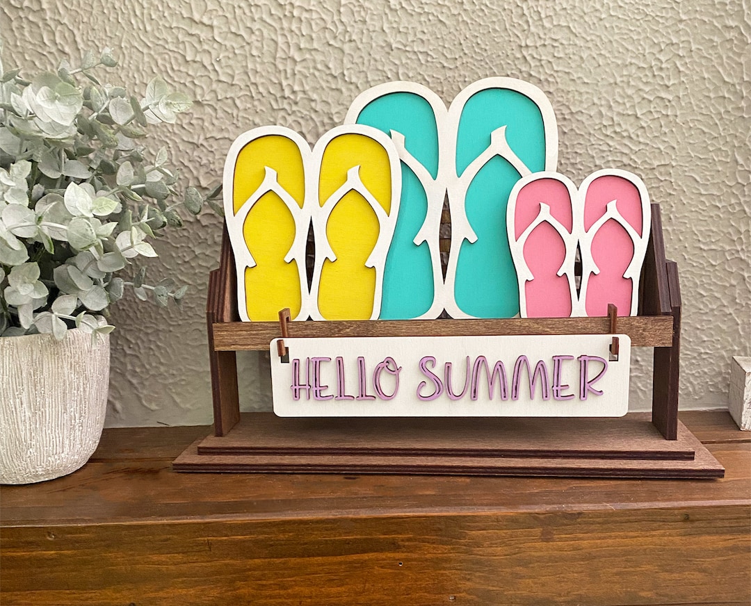 Summer Decor, Summer Shelf Sitter, Rustic Decor, Interchangeable Decor ...