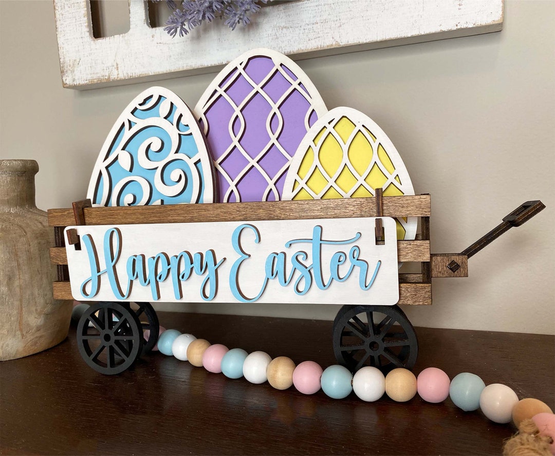 Wagon Shelf Sitter, Easter Decor, Easter Wagon Decor, Rustic Decor ...