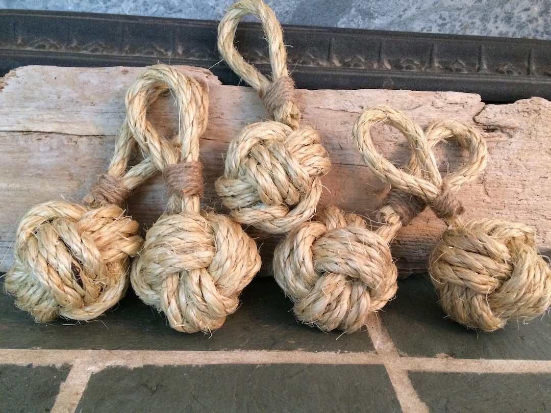 Monkey Fist Nautical Ornament, Natural Sisal Rope, Authentic Hand Tied ...