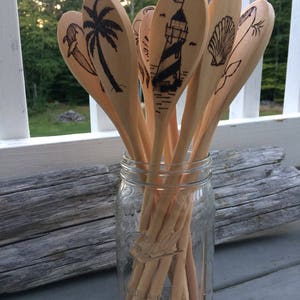 Nautical Wood Burned Spoons, Cooking Gift, Cook Safe, Lighthouse Spoon ...