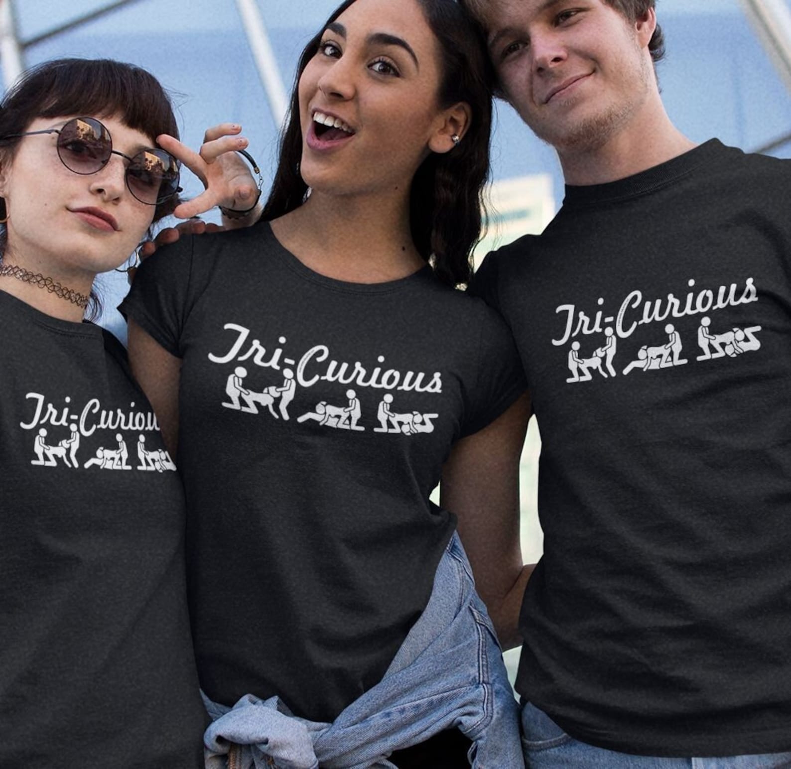 Tri-curious - Threeway Threesome Hotwife Swinger Throuple Triad Print ...