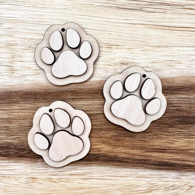 Paw Print Keychain, Dog Paw, Cat Paw, Pet Paw, Wood Paw Keychain, Paw ...