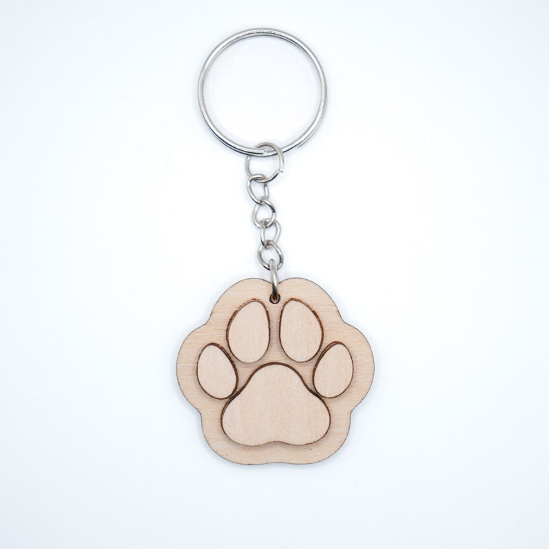 Paw Print Keychain, Dog Paw, Cat Paw, Pet Paw, Wood Paw Keychain, Paw ...