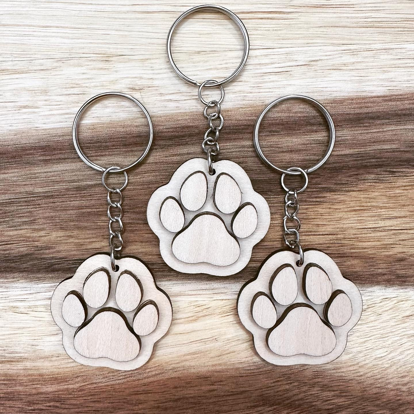 Paw Print Keychain, Dog Paw, Cat Paw, Pet Paw, Wood Paw Keychain, Paw ...