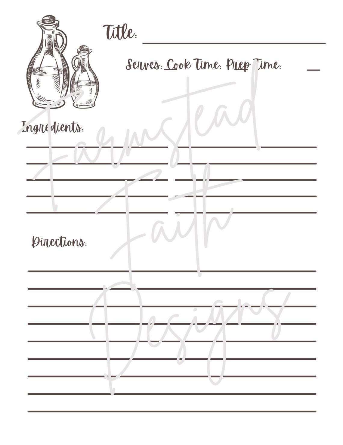 Rustic Recipe Book Pages - Set of 4 Printable Pages for Farmhouse ...