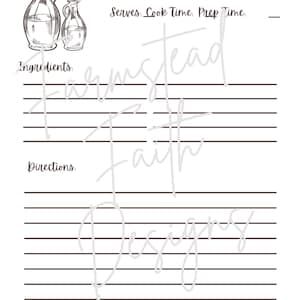 Rustic Recipe Book Pages - Set of 4 Printable Pages for Farmhouse ...