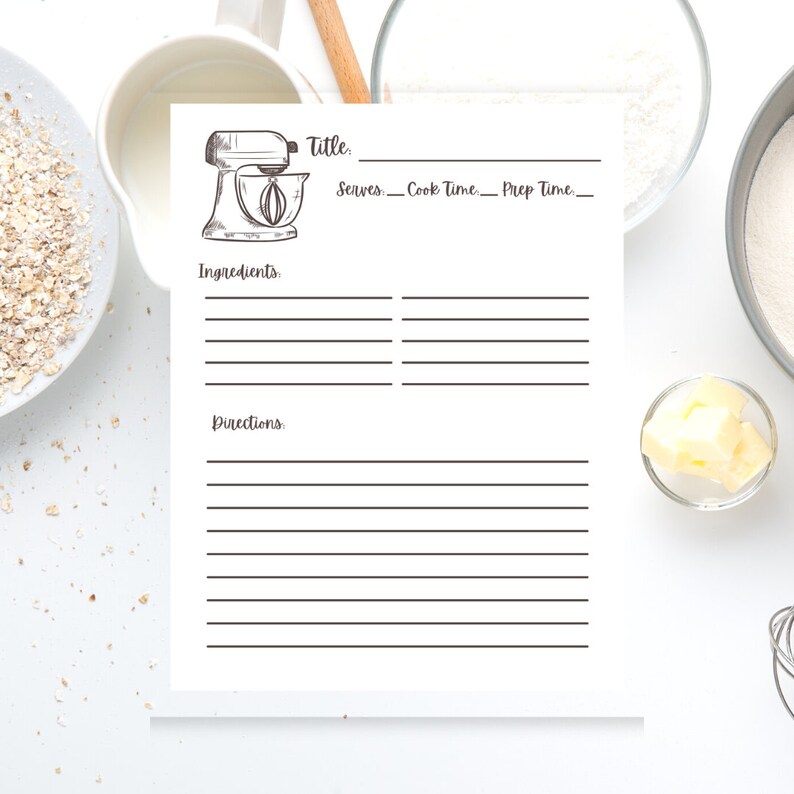 Rustic Recipe Book Pages - Set of 4 Printable Pages for Farmhouse ...