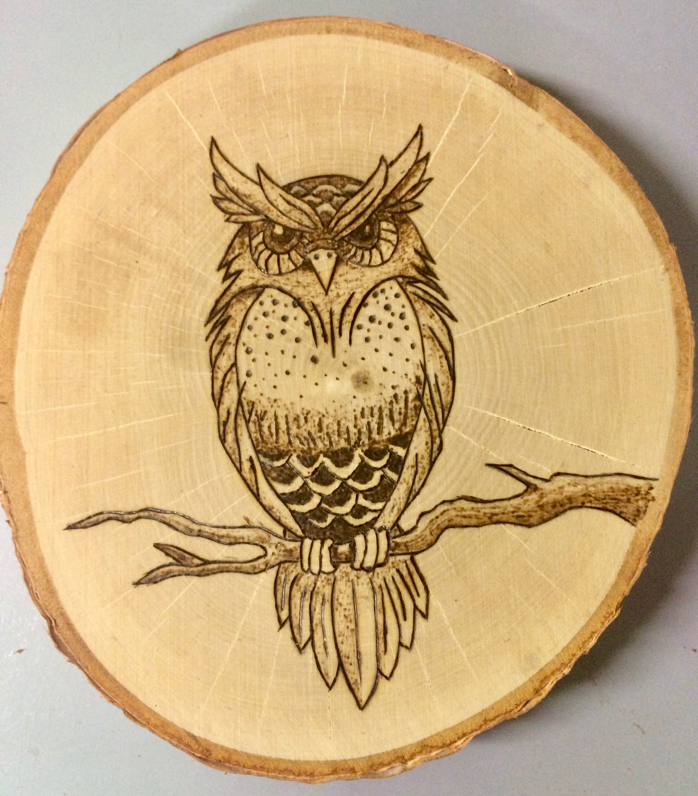 Wood Burned Perched Owl - Etsy