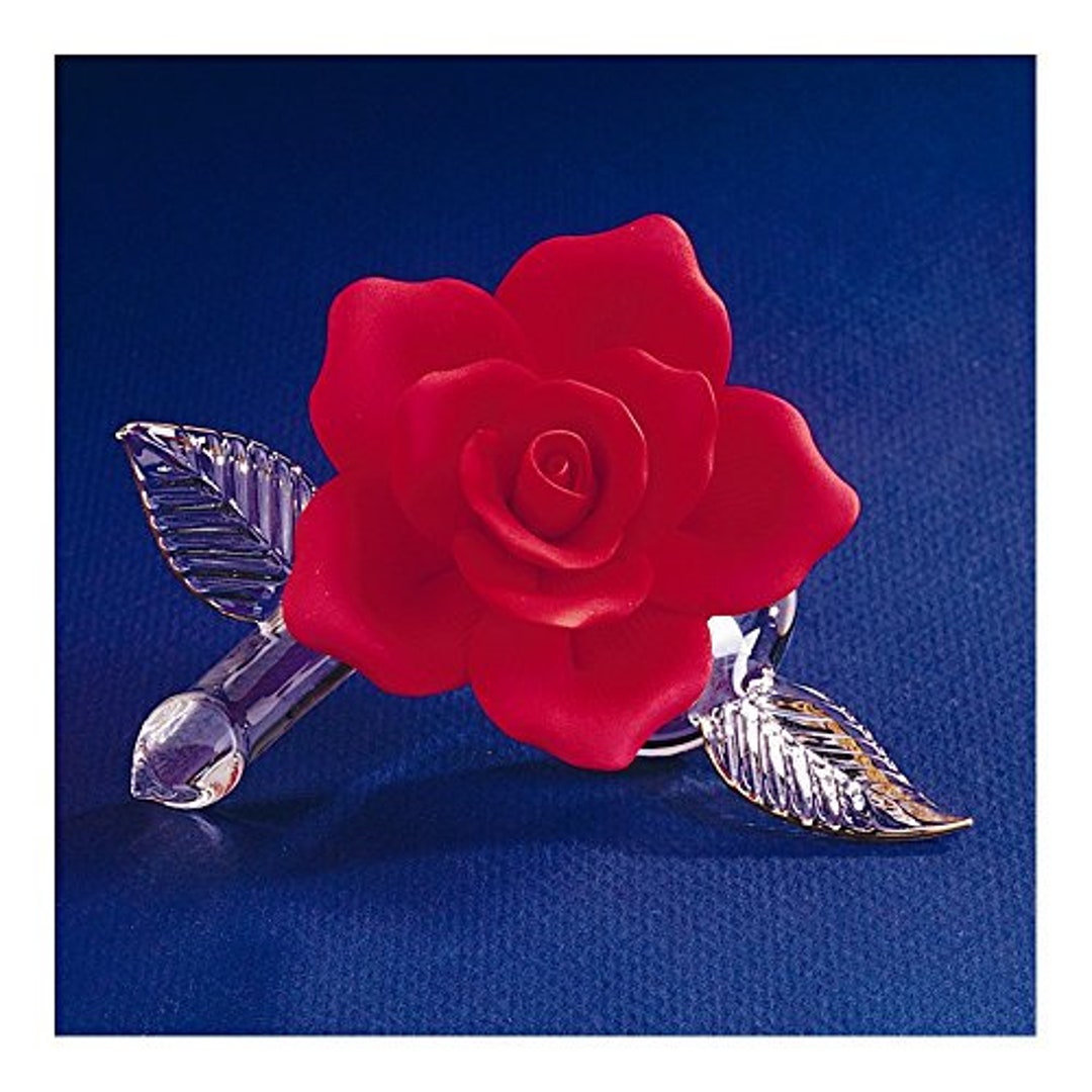 Glass Red Porcelain Rose Collectible Figurine - Etsy
