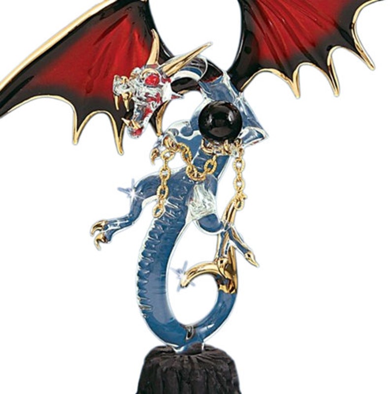 Black Magic Dragon Figurine | Red Wing Fantasy Collectible | Gothic ...