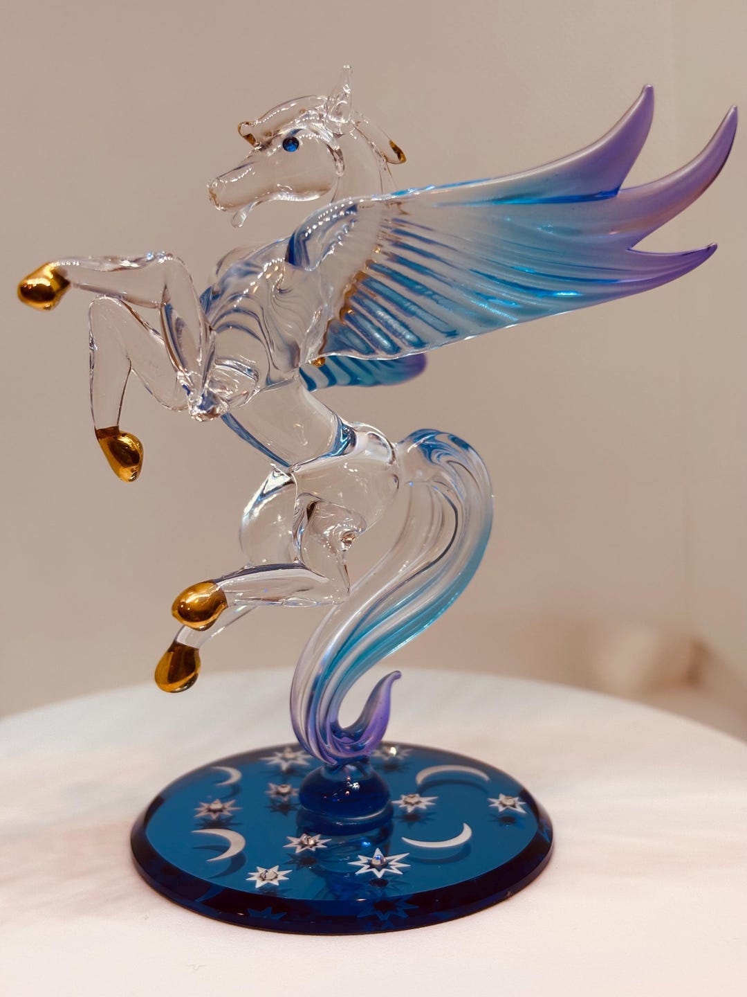 Celestial Pegasus Figurine | Handcrafted Glass Mythical Horse Fantasy ...