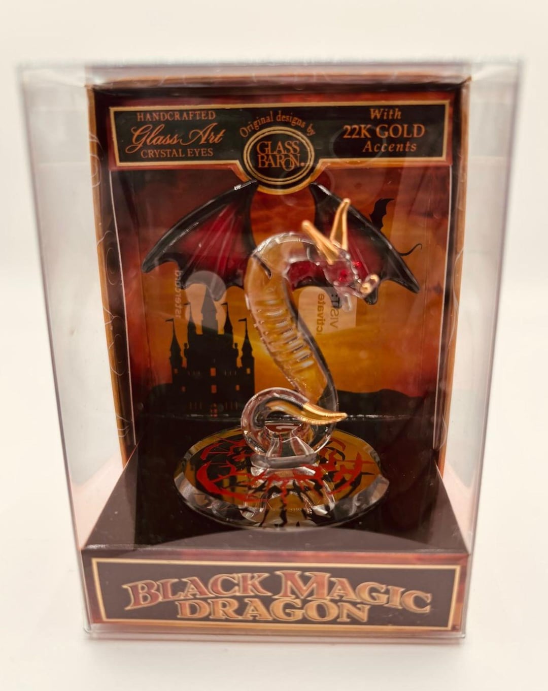 Black Magic Dragon Figurine | Glass Fantasy Collectible | Display Box ...