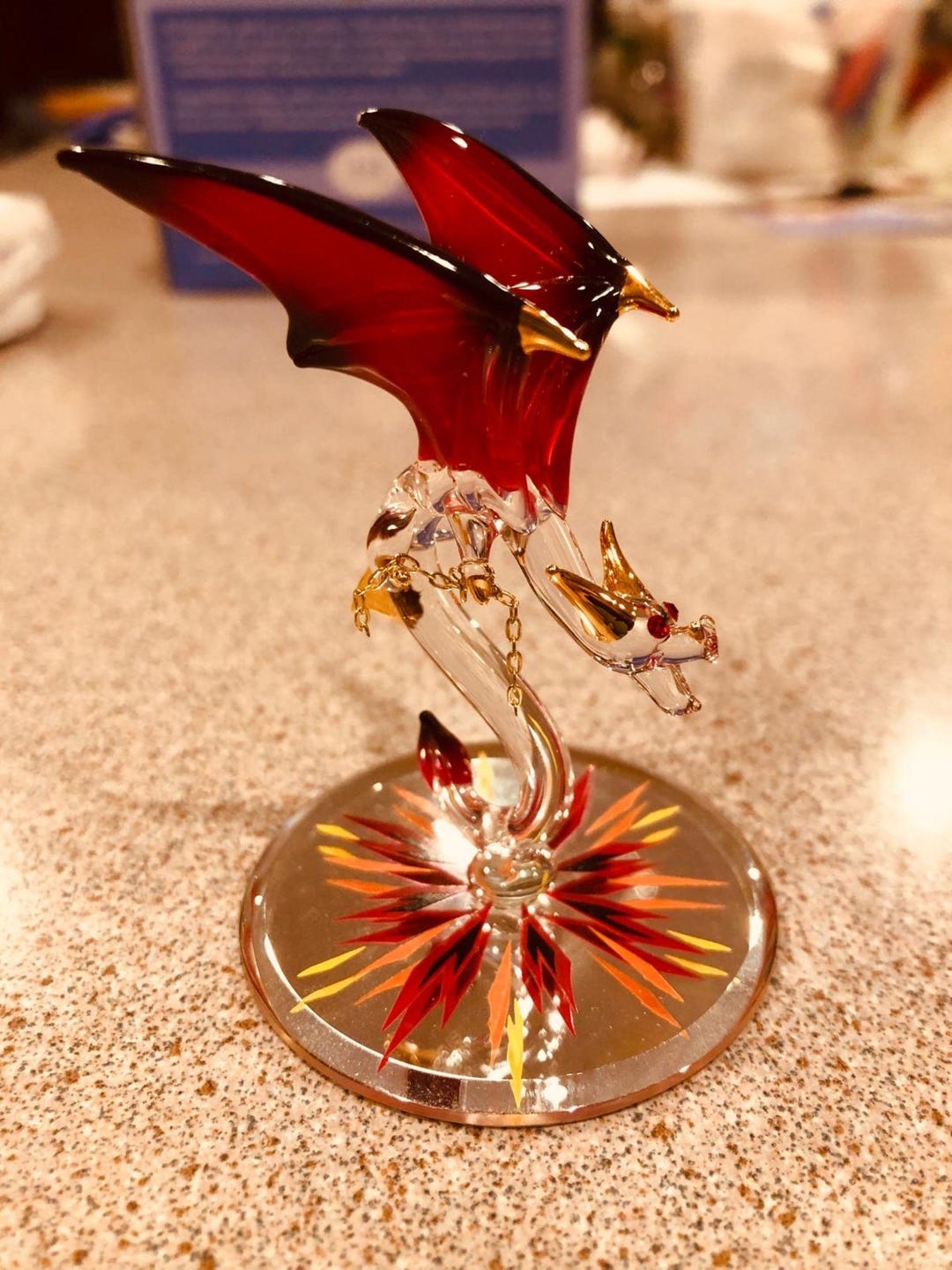 Glass Red Dragon Dynamite Figurine Crystal Dragon Figurine, Room Decor ...