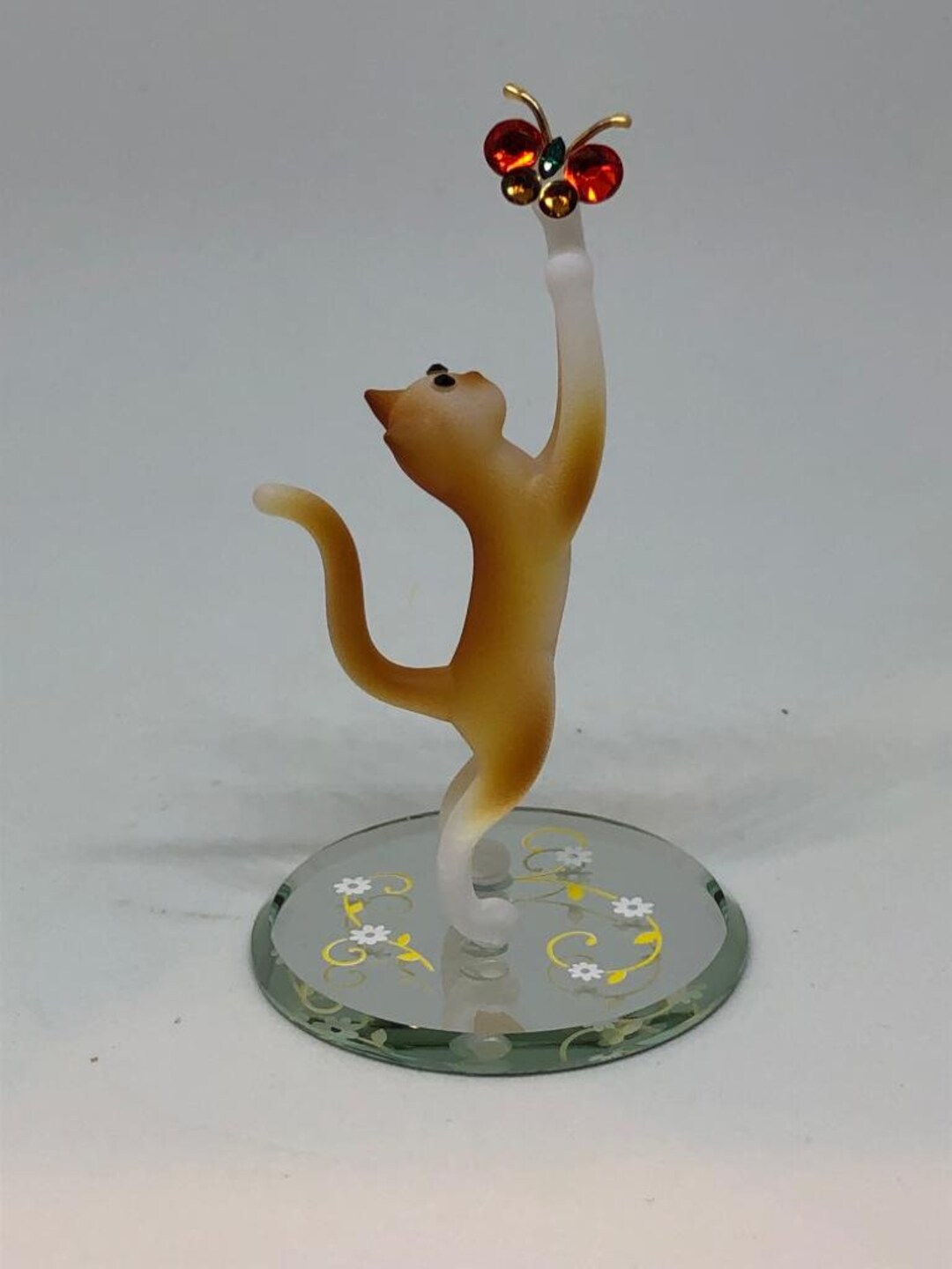 Tabby Cat With Butterfly Figurine | Cute Glass Cat Gift for Cat Lovers ...