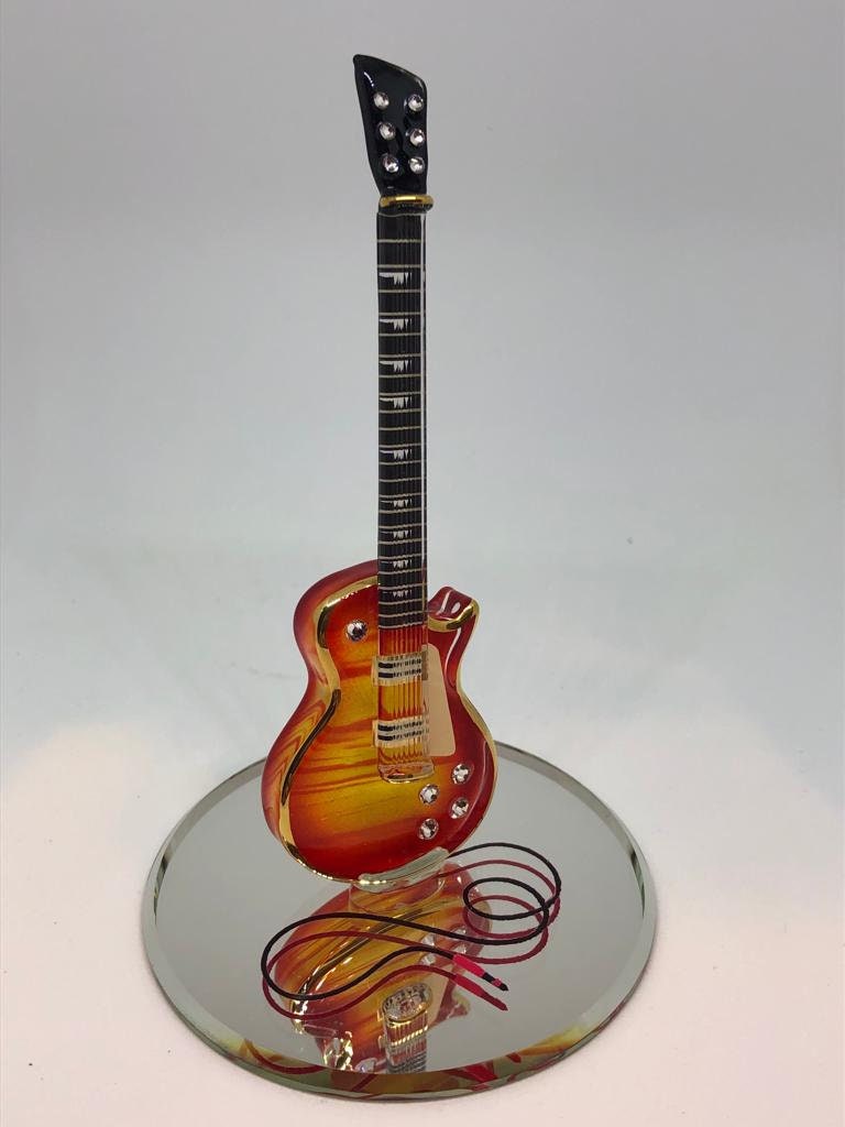 Classic Guitar Figurine, Handmade Glass Cherry Burst Guitar, Gift Ideas ...