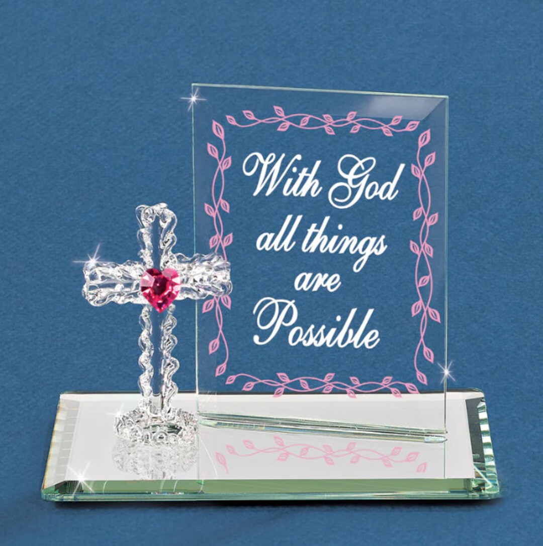 Glass Baron"with God, All Things Are Possible" Plaque and Cross - Etsy