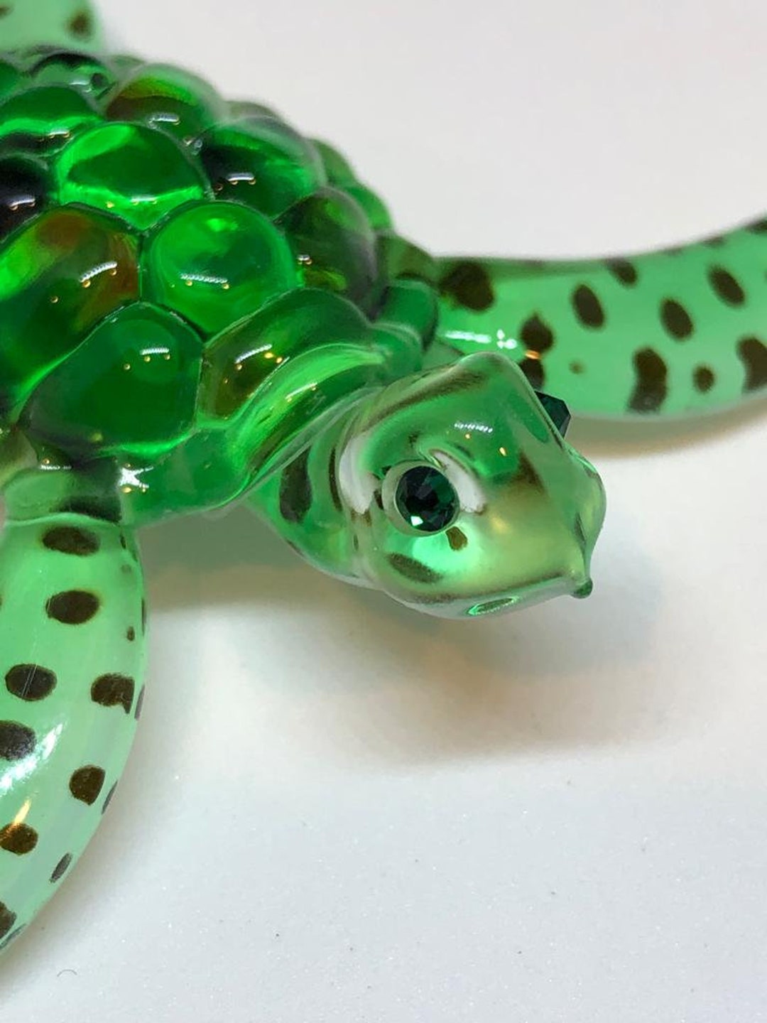 Sea Turtle Figurine, Handcrafted Glass Green Turtle, Crystals Turtle ...