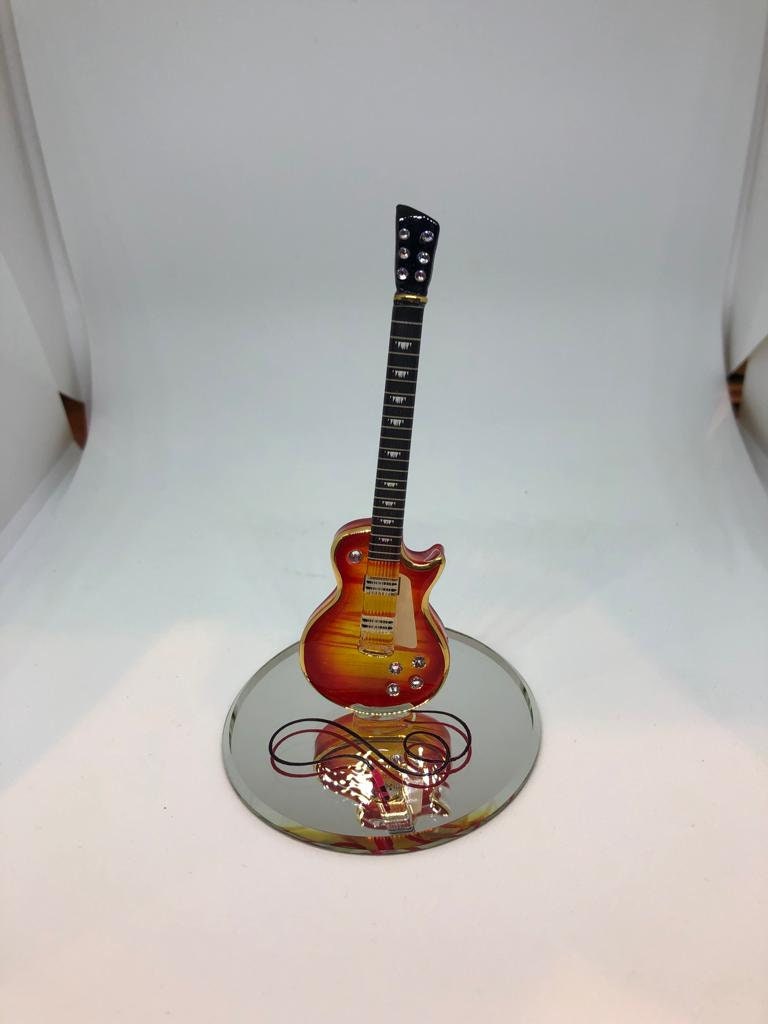 Classic Guitar Figurine, Handmade Glass Cherry Burst Guitar, Gift Ideas ...