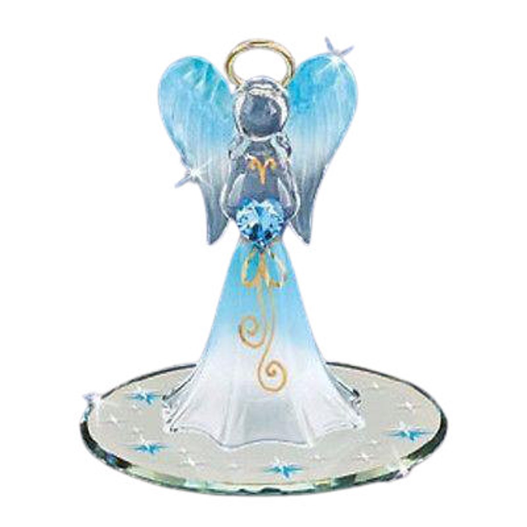 Blue Angel Figurine, Handcrafted Glass Angel, Crystals Angel Gift ...