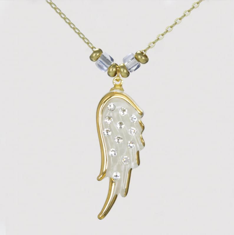 Colgante de ala de ángel / Cadena de oro / Joyería conmemorativa de ...