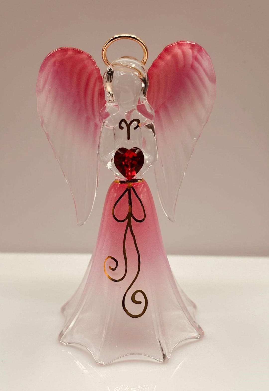Red Angelique Angel Glass Figurine | Faith Christian Gift Crystal Heart ...