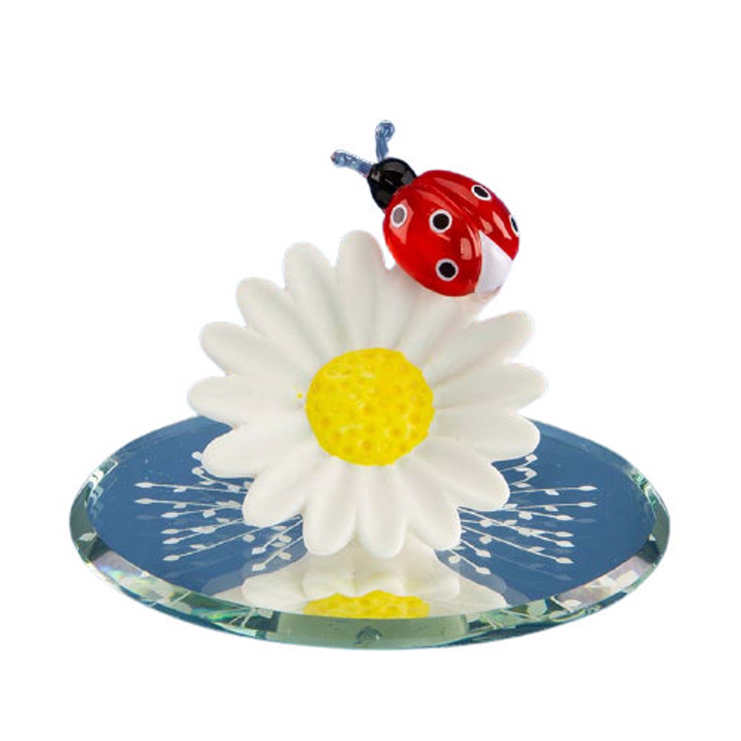 Handmade Daisybug Glass Figurines, Daisy & Ladybug Home Decor Gifts ...