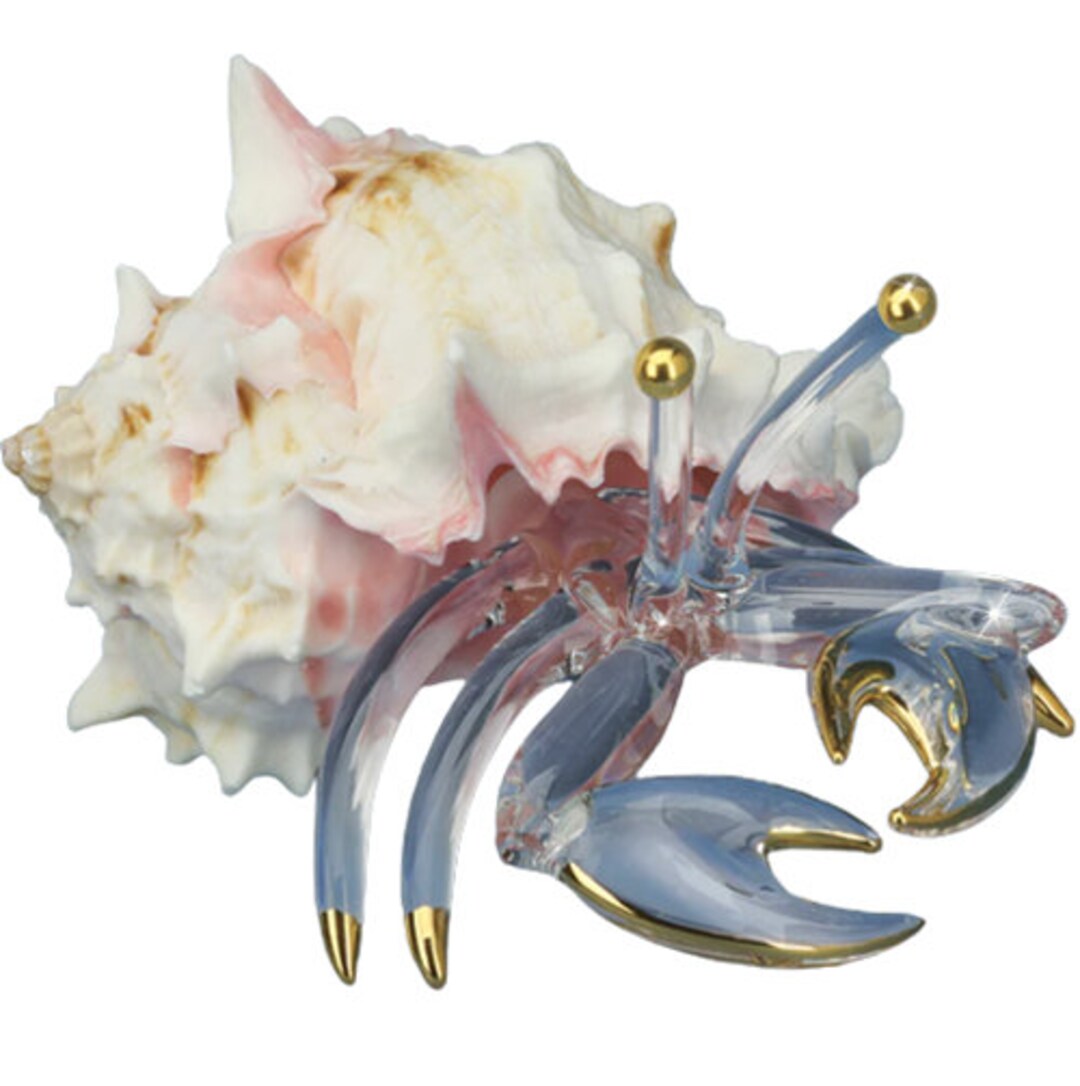 Hermit Crab Figurine, Handcrafted Glass Crab, Seashell for Décor, Crab ...