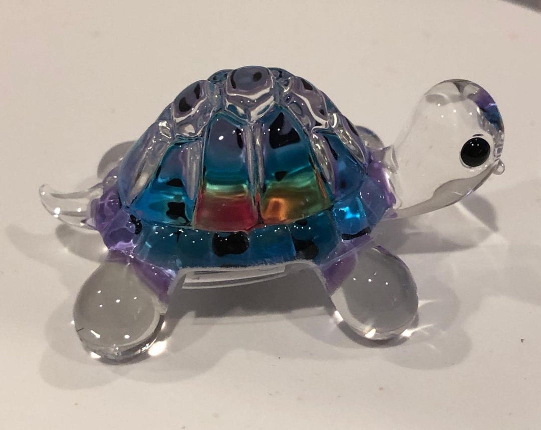 Snow Cone Turtle Glass Figurine | Rainbow Glass Animal Decor Gift ...