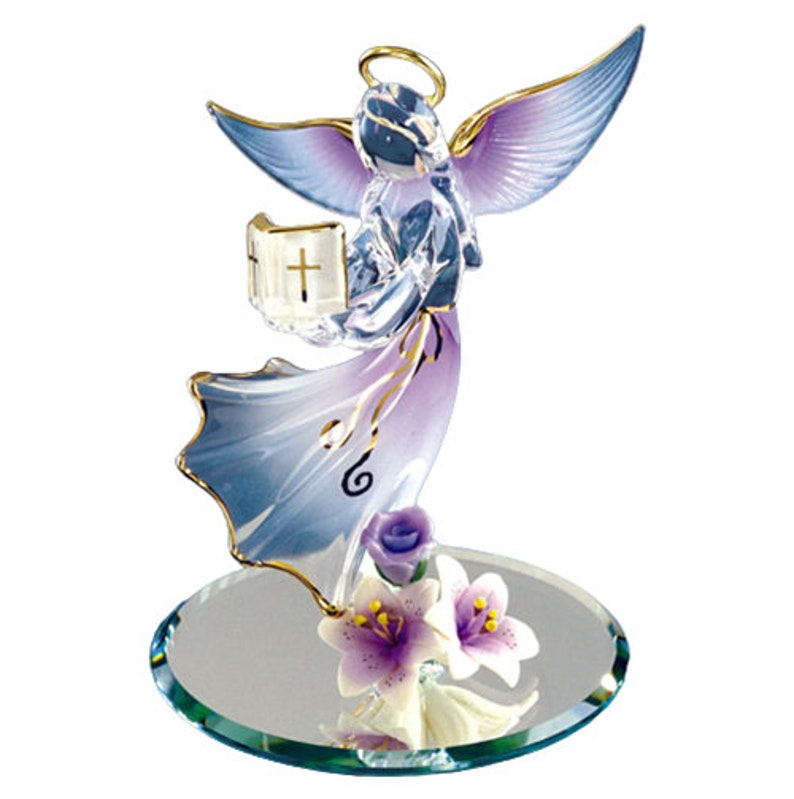 Glass Baron Angel & Bible Figurine With 22kt Gold Accents - Etsy